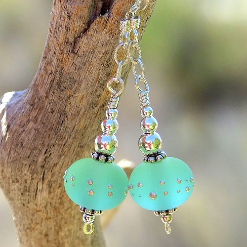HARMONY Handmade Pale Emerald Green Lampwork Earrings Sea Glass harmony-handmade-pale-emerald-green-lampwork-earrings-sea-glass