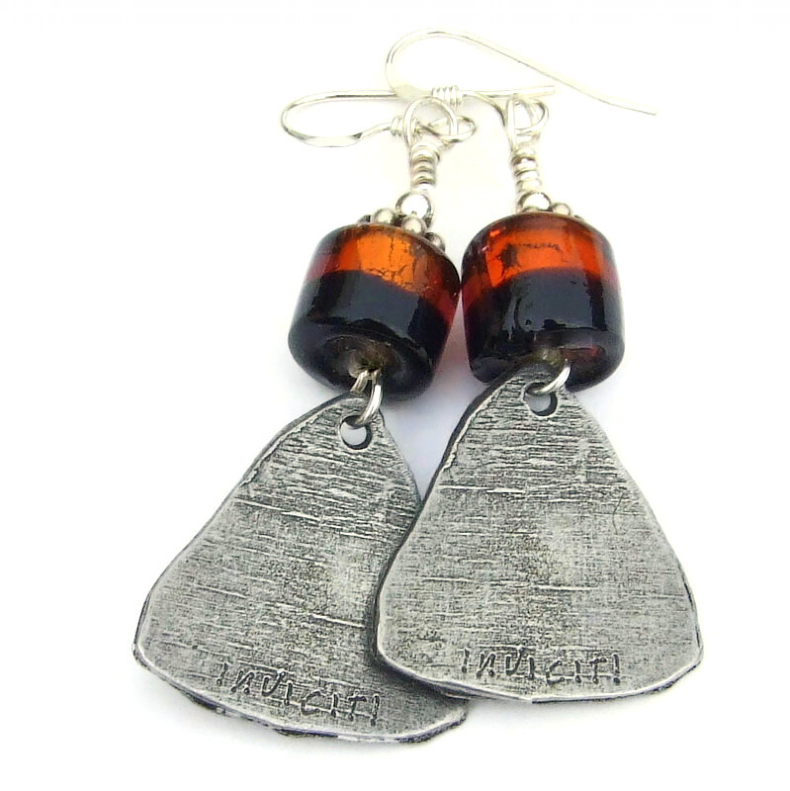 Halloween Skull Earrings, Goth Orange Black Handmade Spooky Jewelry ...