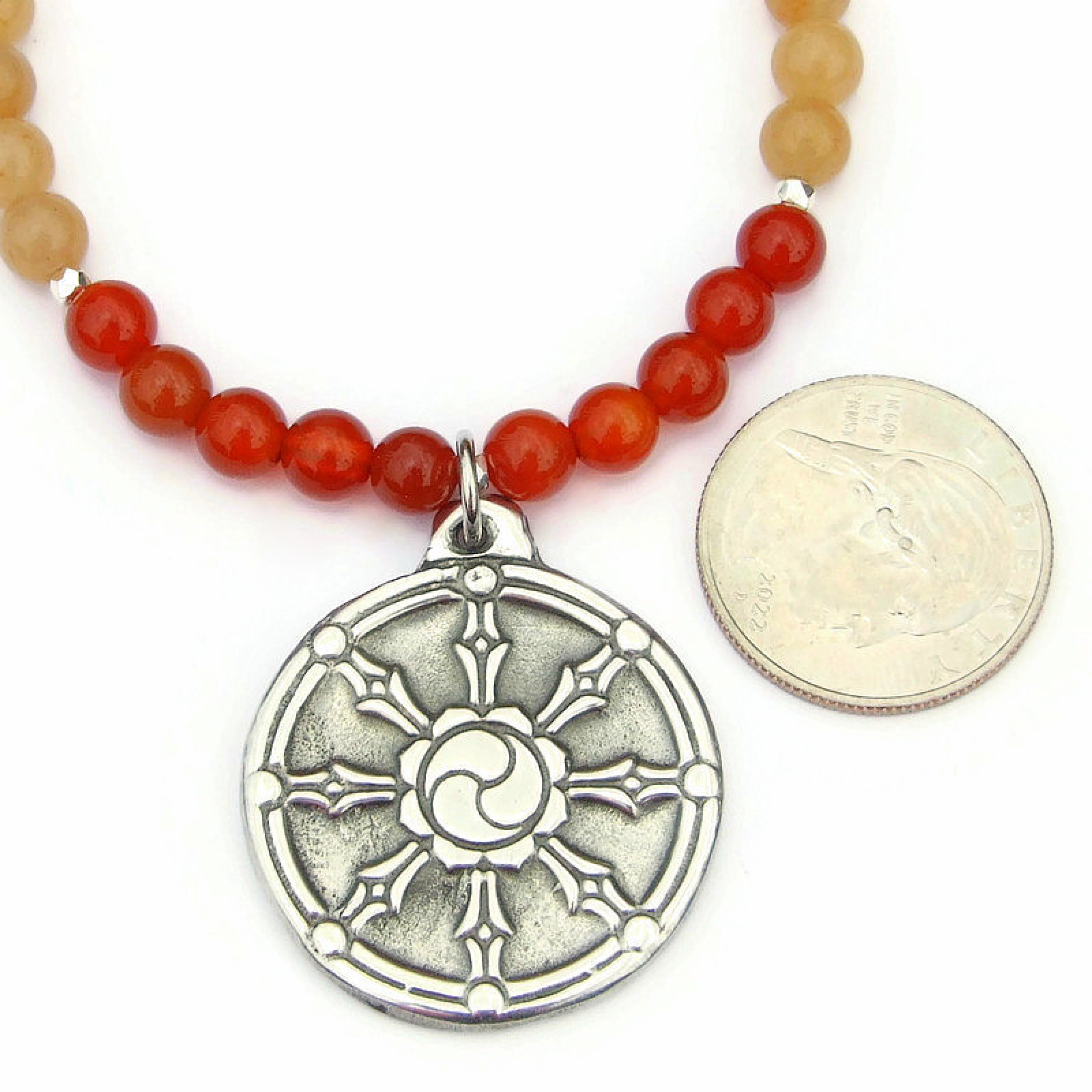 Dharma Wheel Necklace, Chakra Gemstones Dharmachakra Handmade Jewelry ...