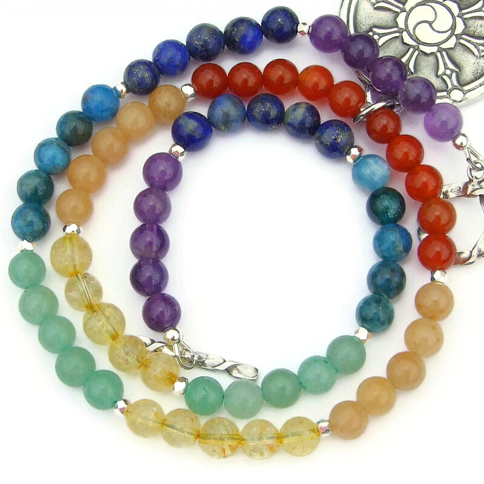 Dharma Wheel Necklace, Chakra Gemstones Dharmachakra Handmade Jewelry ...