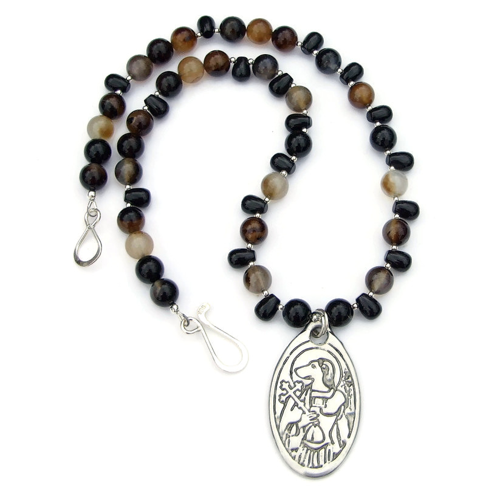 St Christopher Dog Head Necklace, Religious Gemstone Handmade Necklace ...