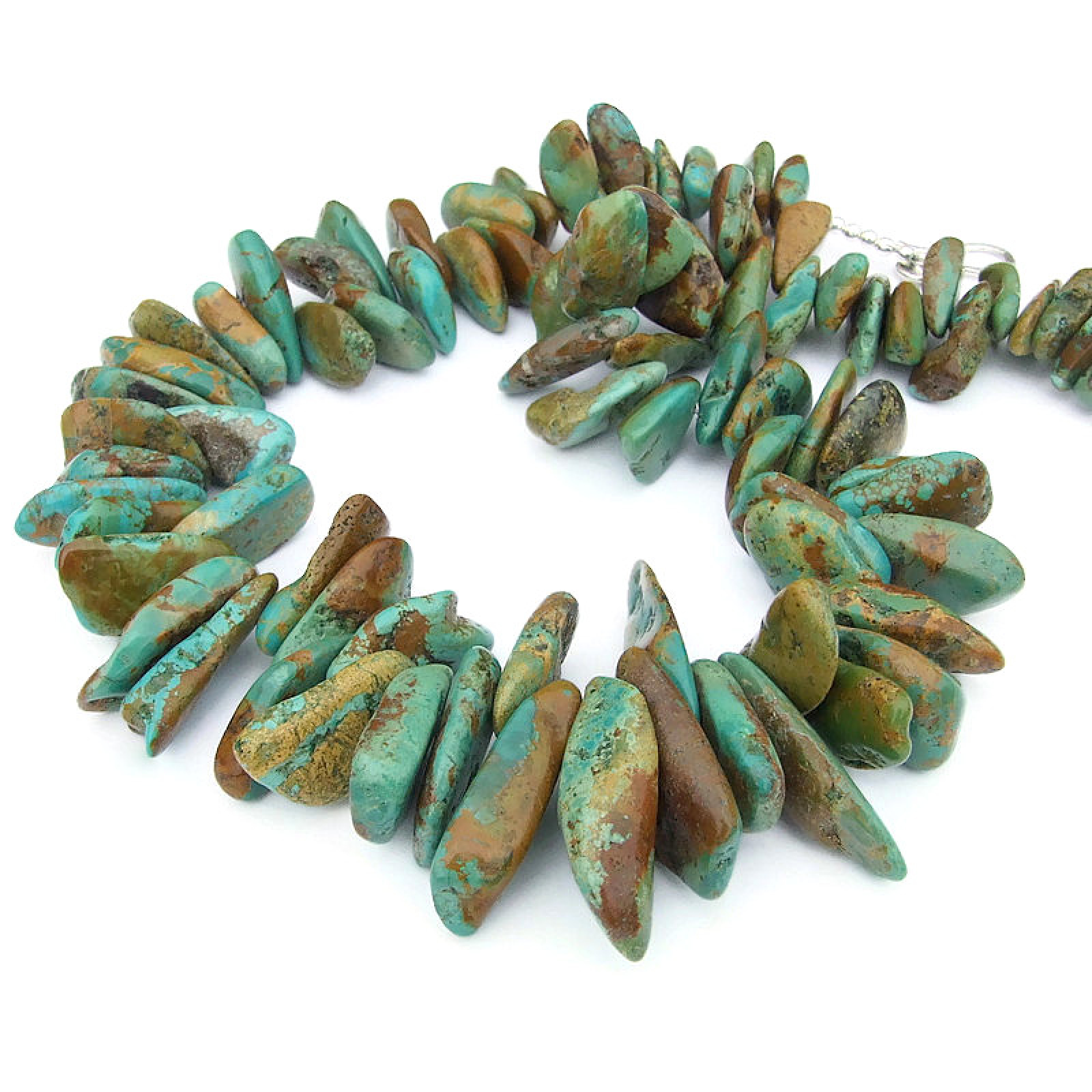 Fox Turquoise Necklace, Graduated Gemstones Silver Handmade Jewelry ...