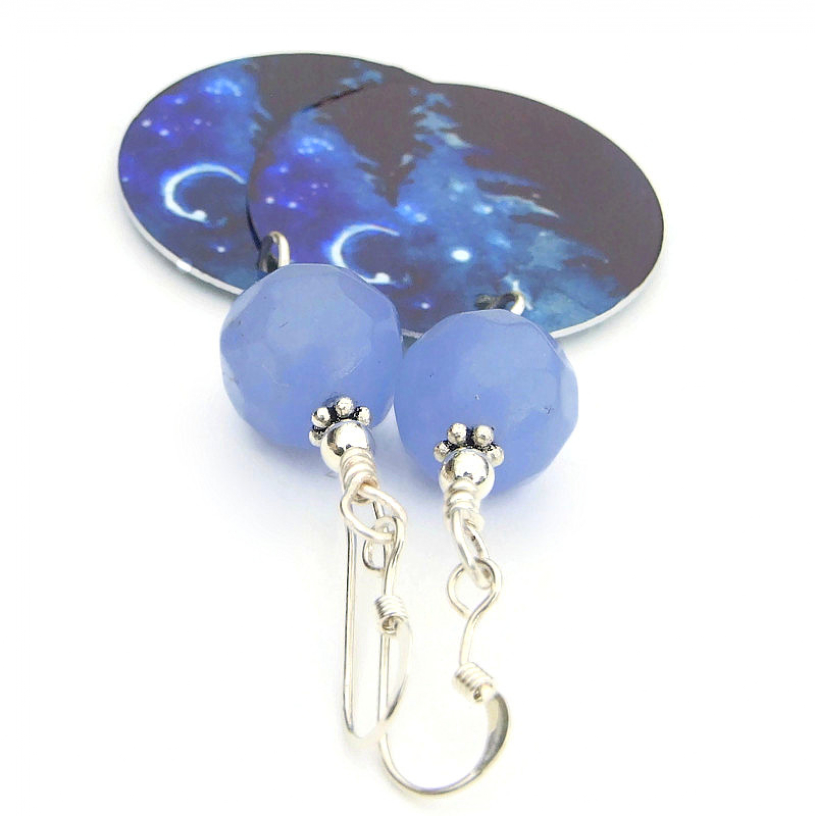 Night Sky Earrings Moon Stars Blue Quartz Handmade Star Gazer Jewelry ...