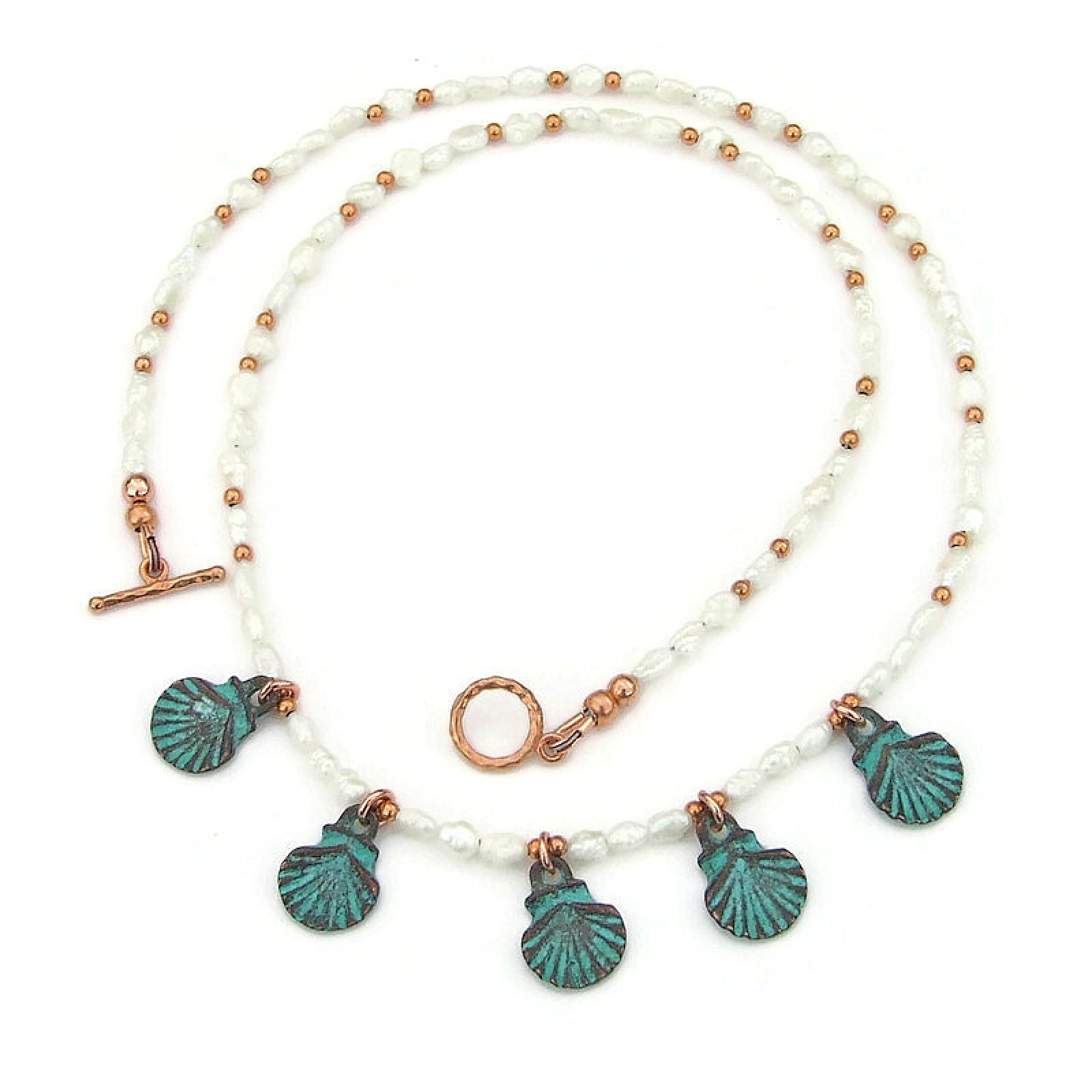 Seashells Vintage Pearls Necklace, Mykonos Handmade Beach Jewelry Gift ...