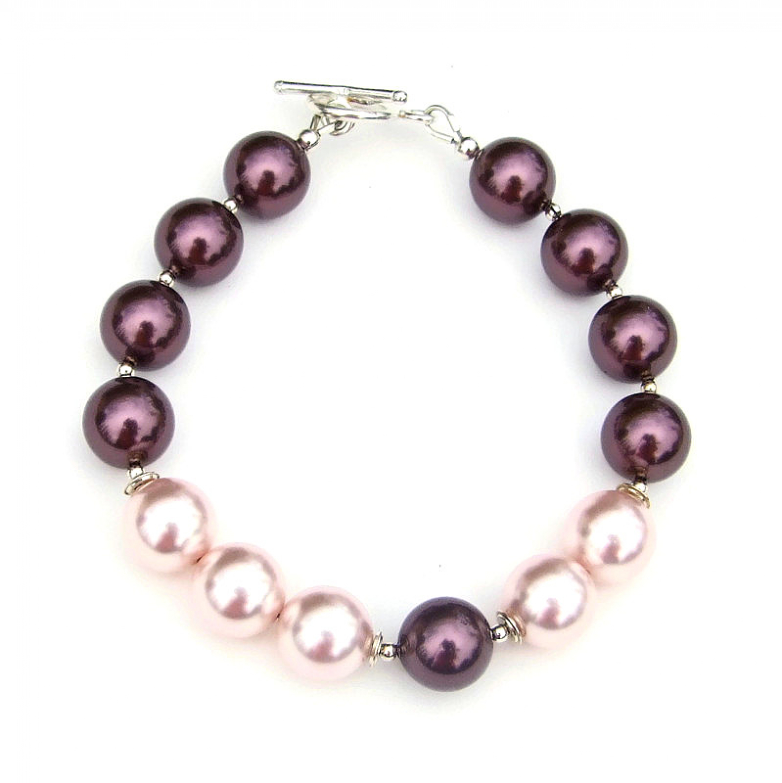 Swarovski Pearl Bracelet, Burgundy Pink Mothers Day Handmade Jewelry ...