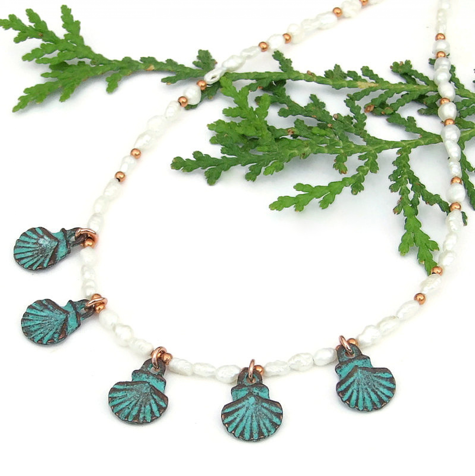 Seashells Vintage Pearls Necklace, Mykonos Handmade Beach Jewelry Gift ...